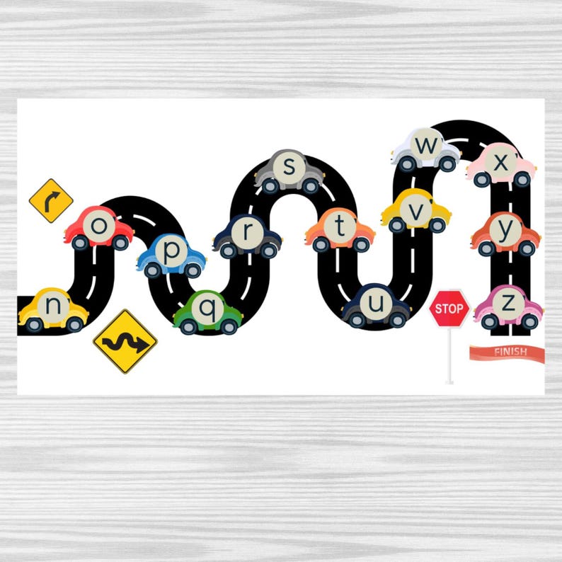Alphabet Car Race: Fun Printable Learning Activity for Preschool Kids ...