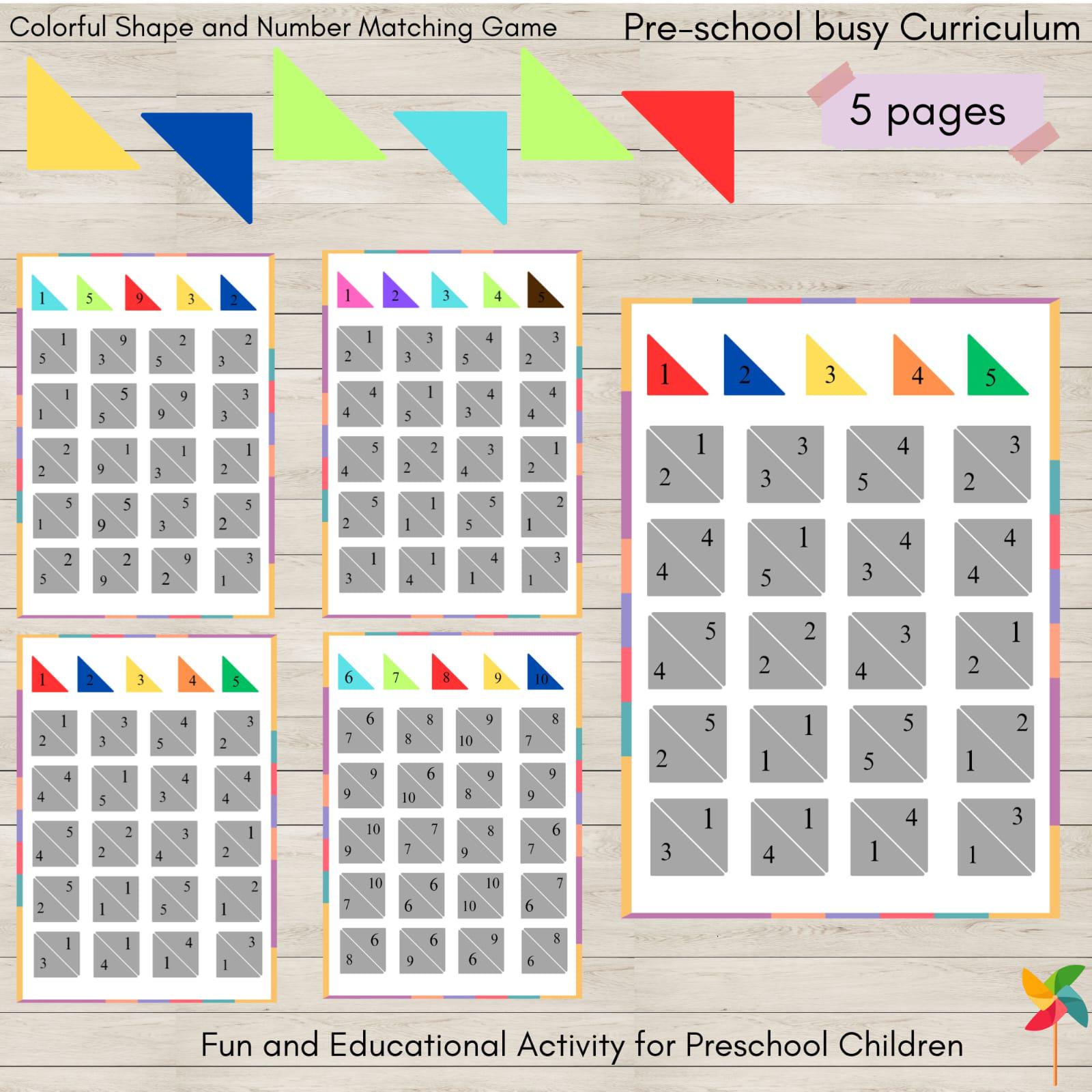Preschool Busy Book Fun, Educational, Number, Shape Matching Game ...