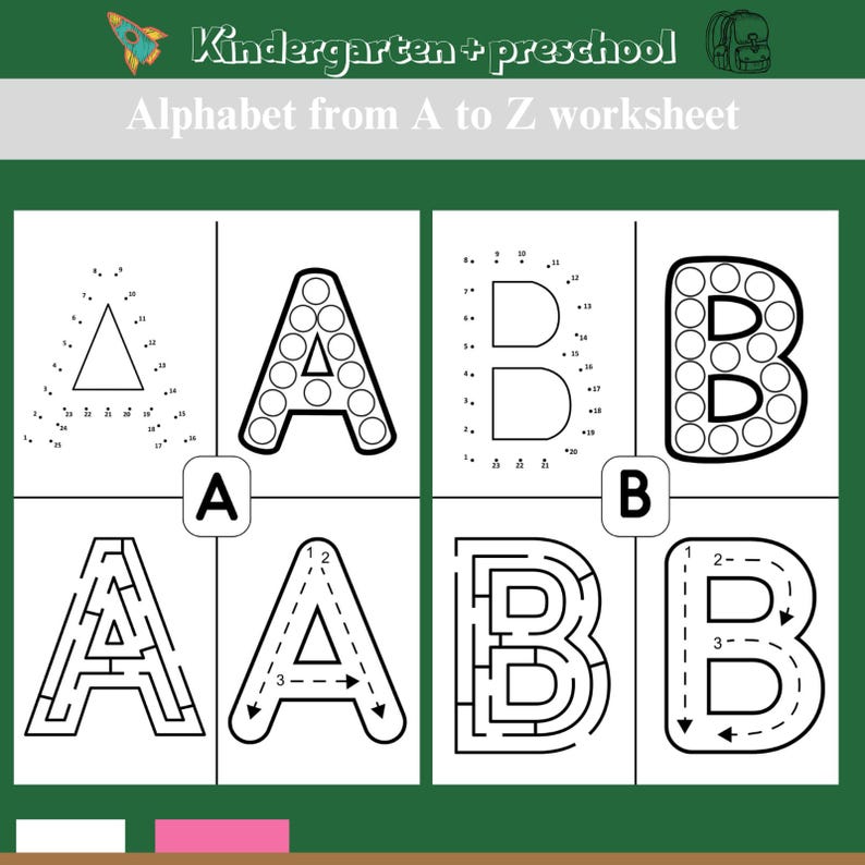Alphabet Tracing Worksheets Printable Instant Download Teacher ...