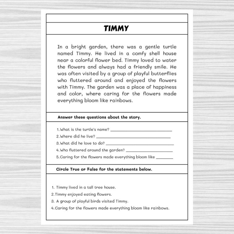 First Grade Reading Comprehension Worksheets Decodable Stories With ...