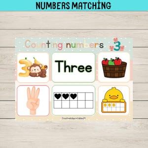 Number Matching Activity 1-10 | Match Numerals, Number Words & Objects ...