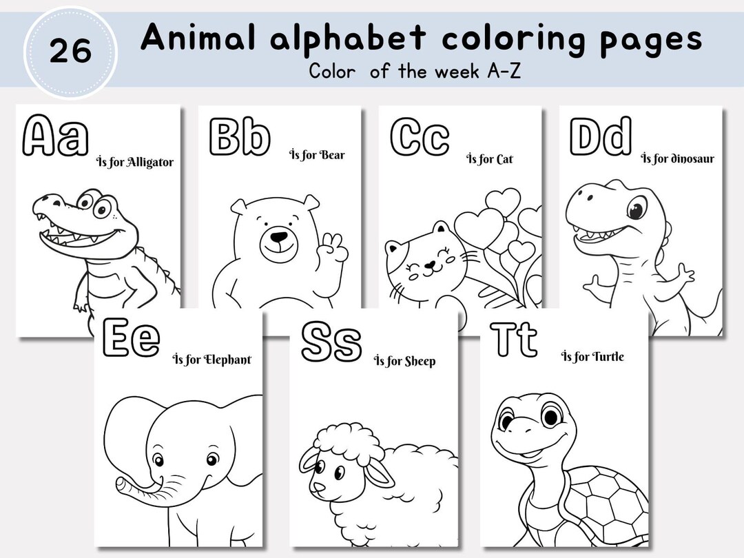 ABC Baby Shower Coloring Book,educational Animal Alphabet Coloring ...