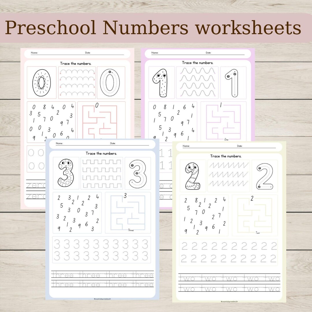 Preschool Number Tracing Worksheets | 0-9 Printable Activities for Kids ...