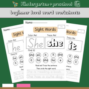 Printable Sight Words, Kindergarten Sight Word Worksheets, Preschool ...