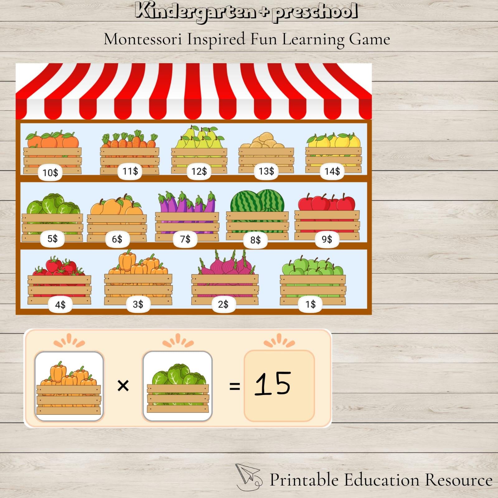 Printable Farmers Market Math Activity | Addition, Subtraction ...