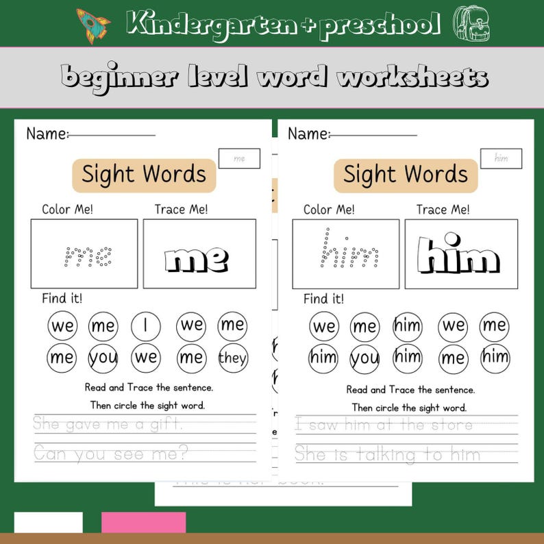 Printable Sight Words, Kindergarten Sight Word Worksheets, Preschool ...