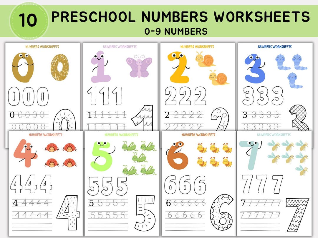 10 Number Tracing Worksheets, Traceable Numbers, Montessori Materials ...