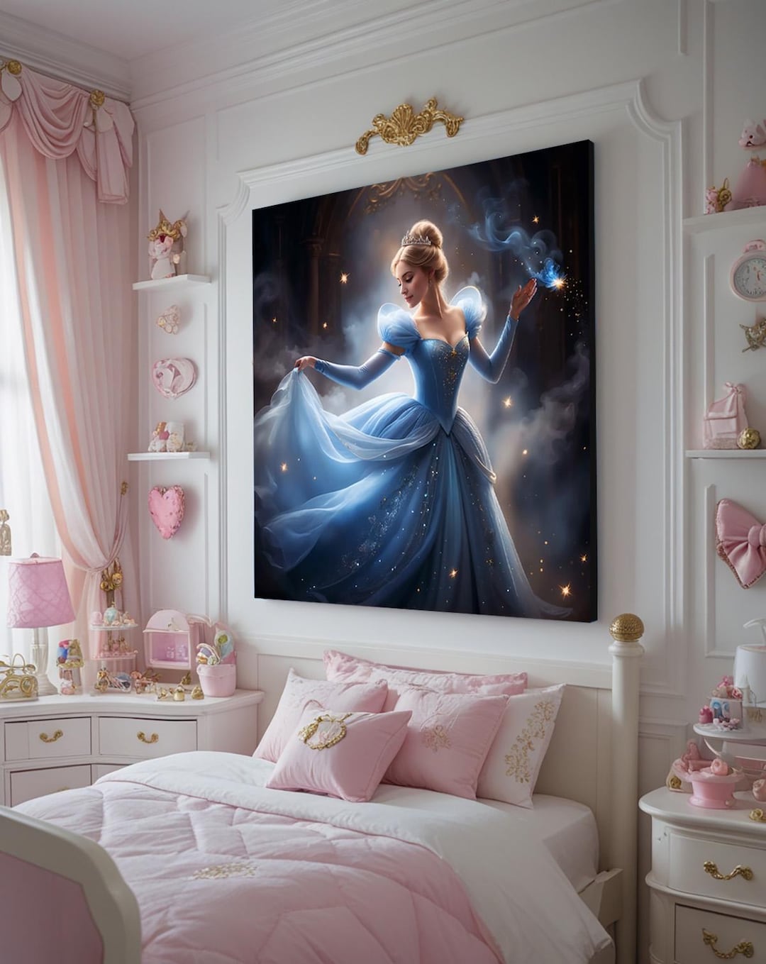 Princess Cinderella Digital Print, Disney Wall Art, Girls Bedroom, Kids ...