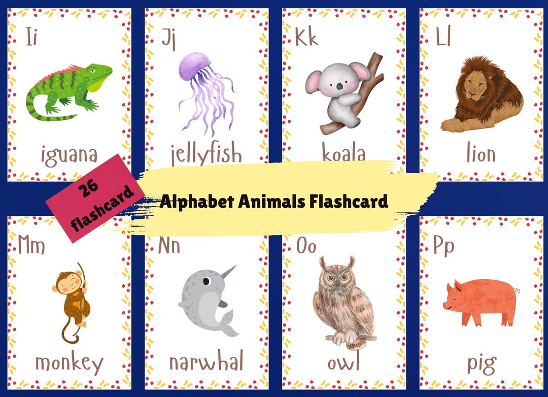 Alphabet Cards, Animal Alphabet Cards, Memorizing Vocabulary Book, Baby ...