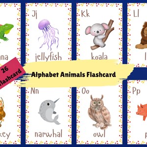 Alphabet Cards, Animal Alphabet Cards, Memorizing Vocabulary Book, Baby ...