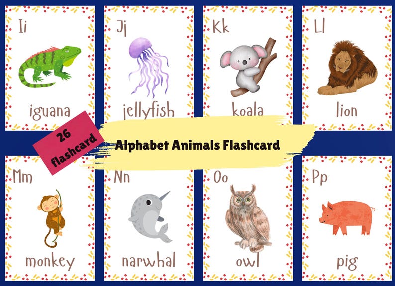 Alphabet Cards, Animal Alphabet Cards, Memorizing Vocabulary Book, Baby ...