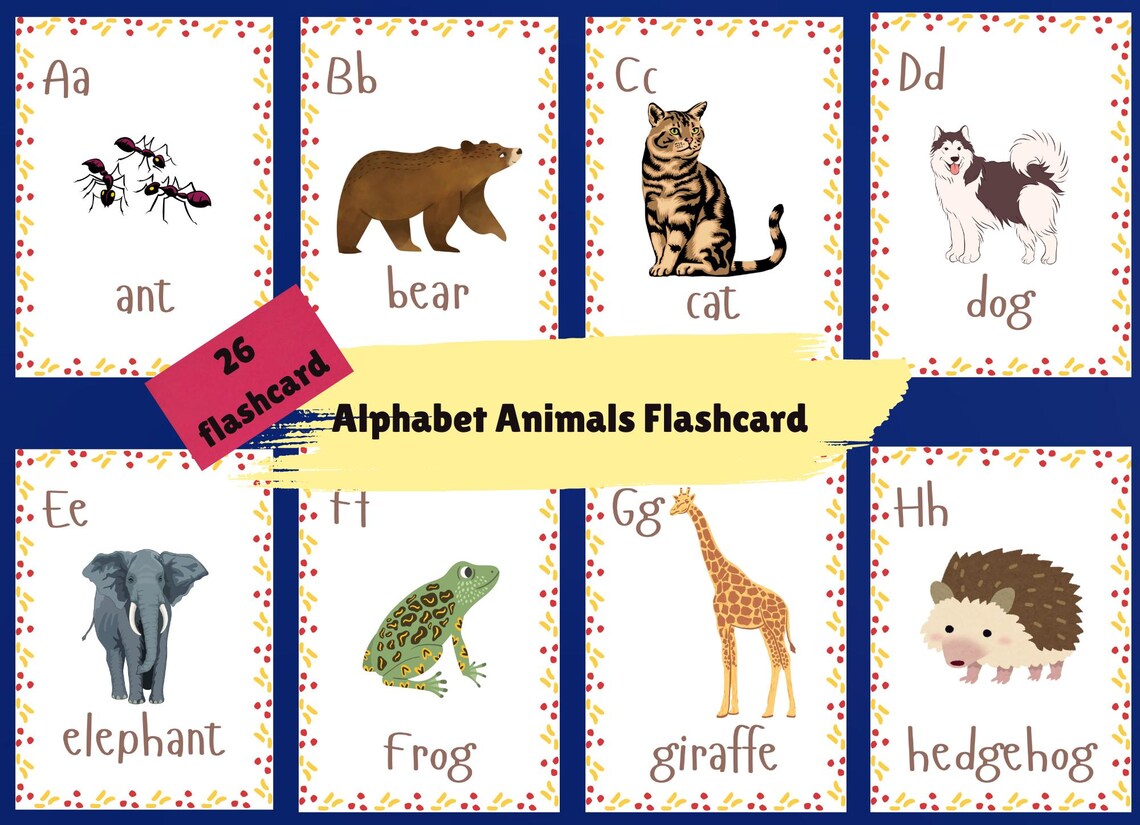 Alphabet Cards, Animal Alphabet Cards, Memorizing Vocabulary Book, Baby ...