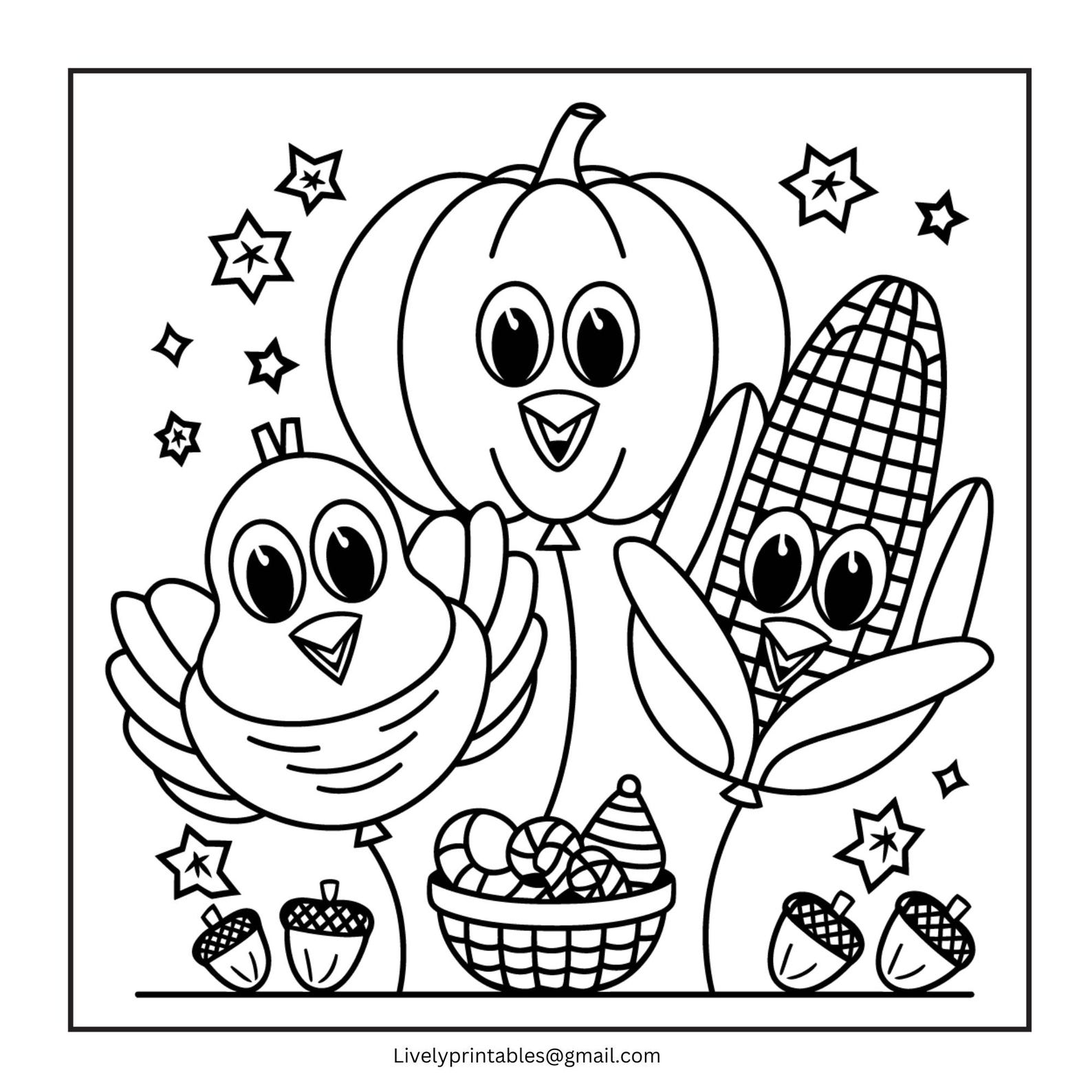 Bold and Easy Thanksgiving Coloring Pages 20 - Etsy