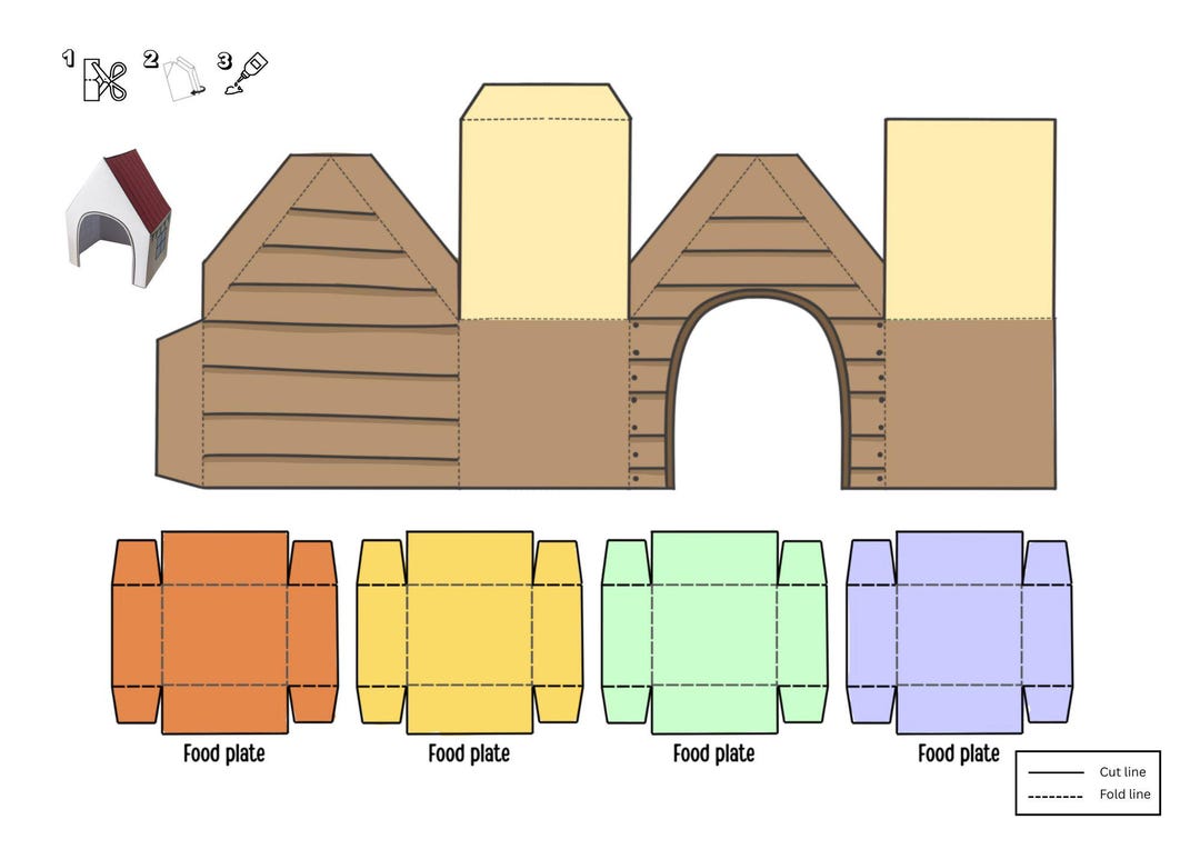 3D Pet House Paper Craft Template - Etsy