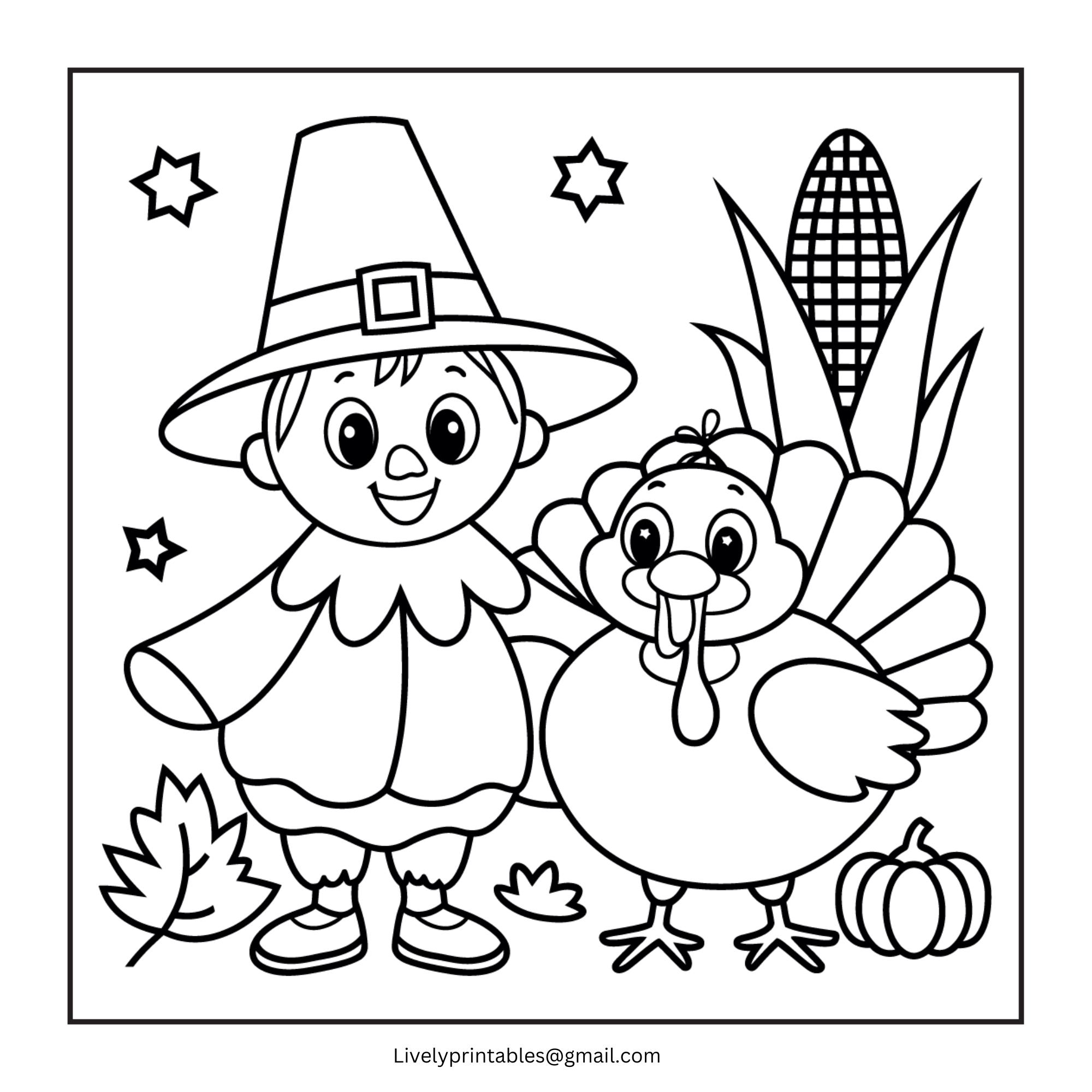 Bold and Easy Thanksgiving Coloring Pages 20 - Etsy