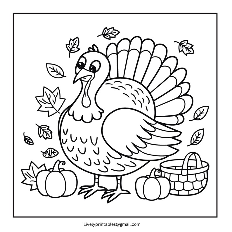 Bold and Easy Thanksgiving Coloring Pages 20 - Etsy