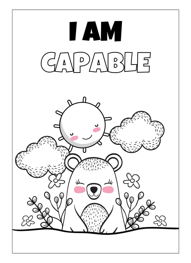 I Am Affirmation Coloring Pages for Kids - Etsy