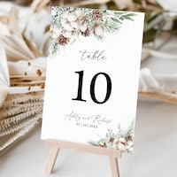 Wedding Table Number, Pine Table Number Cards, Winter Wedding Table ...