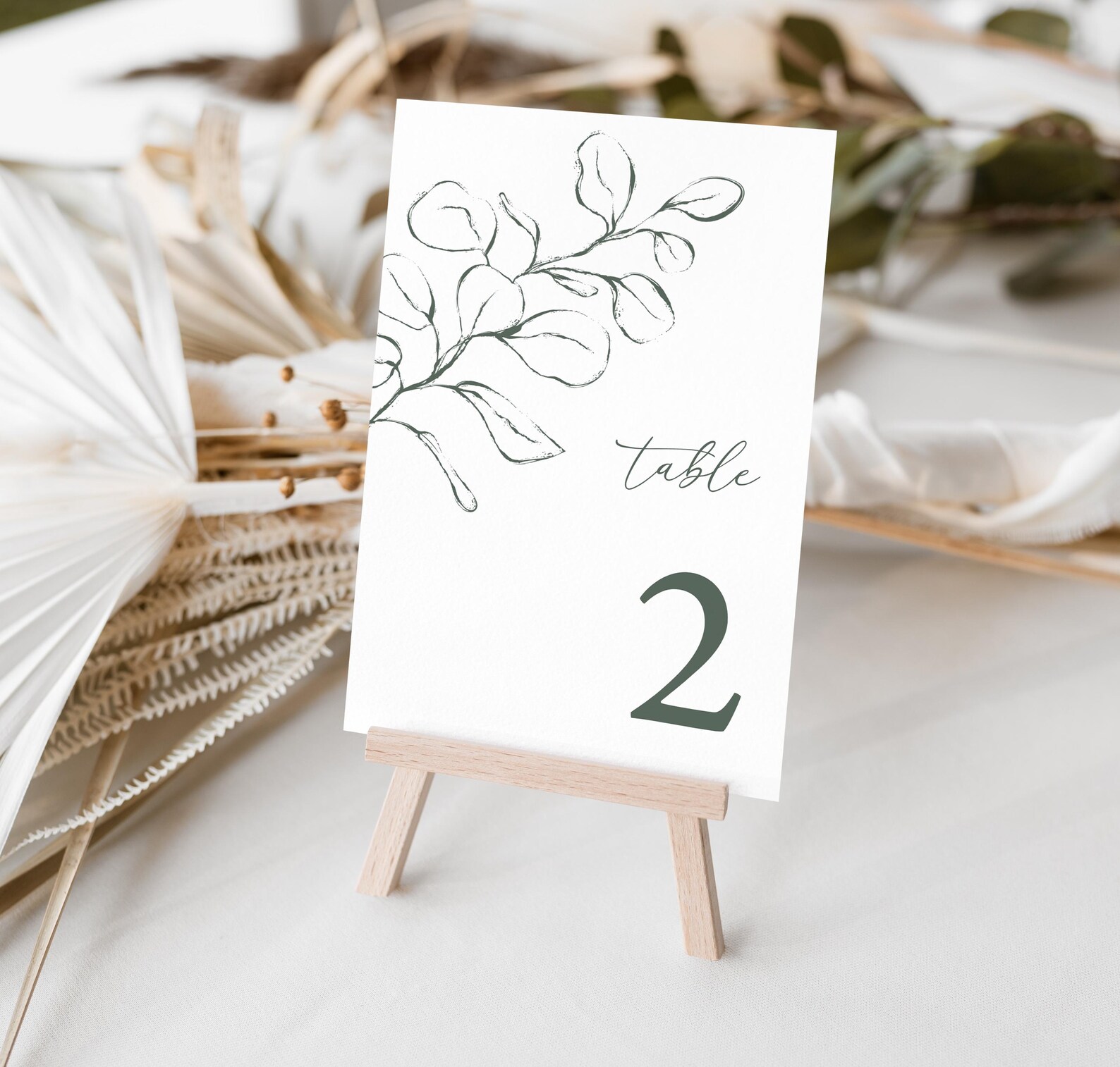 Sage Green Table Numbers Greenery Wedding Table Numbers Card Template ...