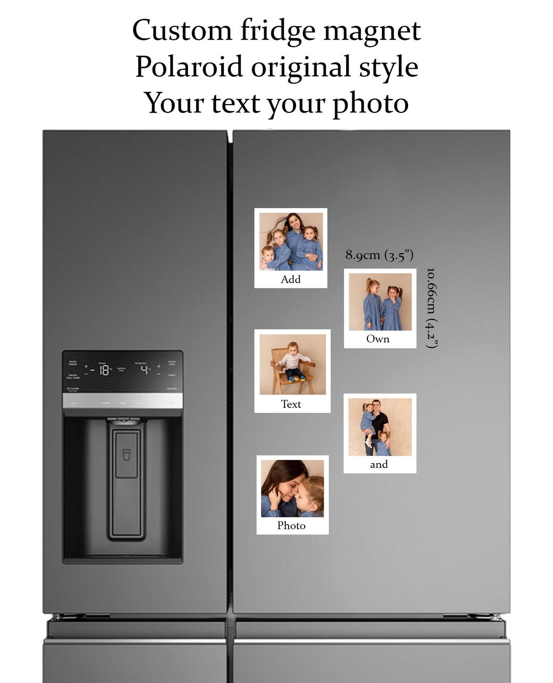 Magnet Polaroid Set Fridge Personalised Photo Vinyl Gift for Mum Kids ...