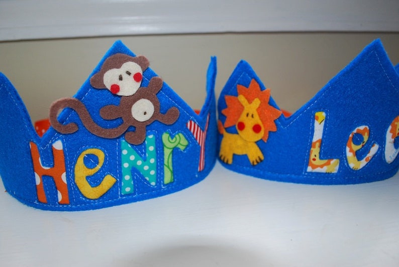 Custom Felt and Fabric Happy Birthday Crown Animal Zoo - Etsy
