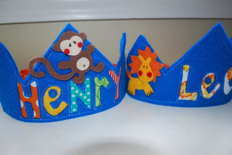 Custom Felt and Fabric Happy Birthday Crown Animal Zoo | Etsy