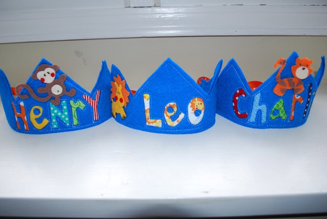 Custom Felt and Fabric Happy Birthday Crown Animal Zoo - Etsy