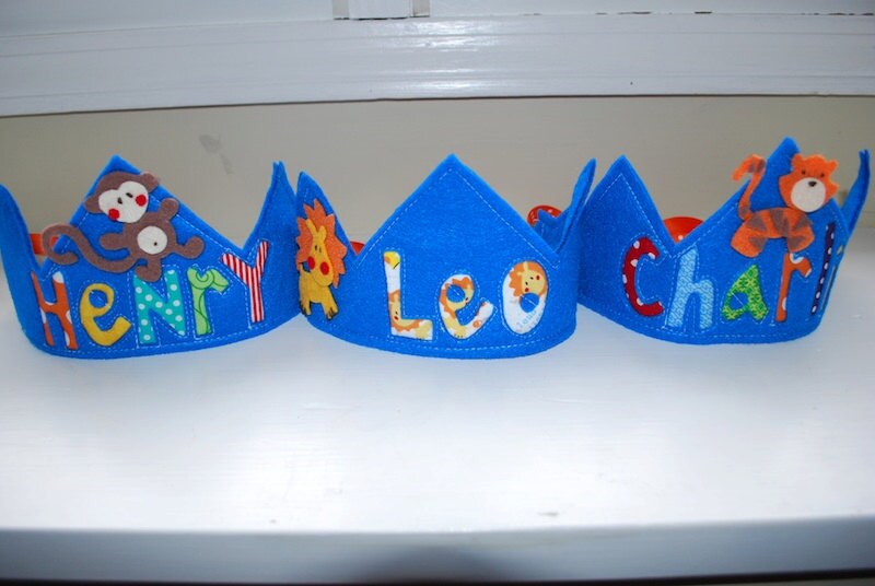 Custom Felt and Fabric Happy Birthday Crown Animal Zoo - Etsy