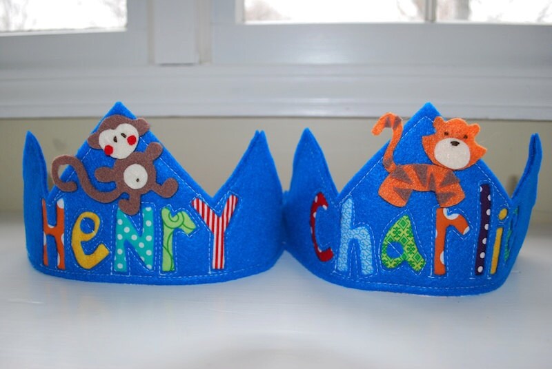 Custom Felt and Fabric Happy Birthday Crown Animal Zoo | Etsy