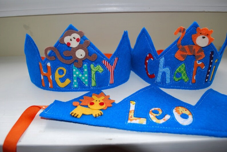 Custom Felt and Fabric Happy Birthday Crown Animal Zoo - Etsy