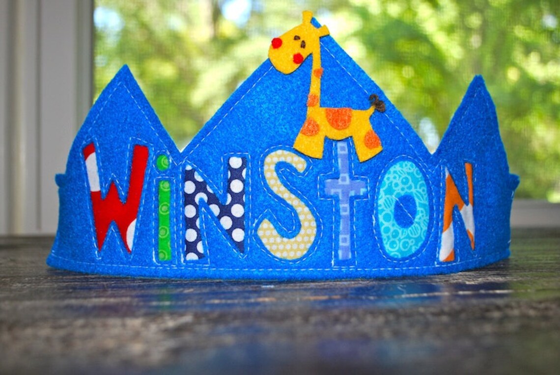 Custom Felt and Fabric Happy Birthday Crown Animal Zoo | Etsy