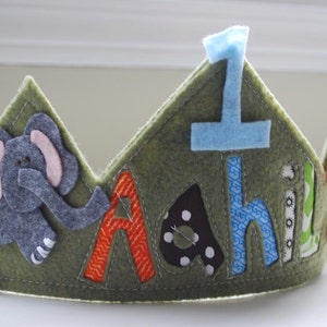 Custom Felt and Fabric Happy Birthday Crown Animal Zoo - Etsy