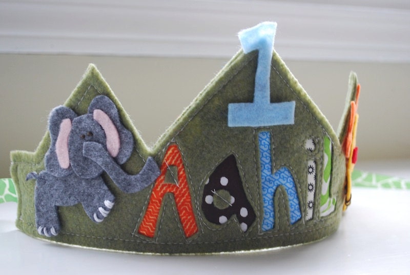 Custom Felt and Fabric Happy Birthday Crown Animal Zoo - Etsy