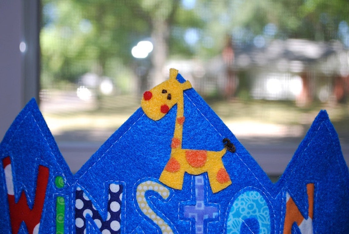 Custom Felt and Fabric Happy Birthday Crown Animal Zoo - Etsy