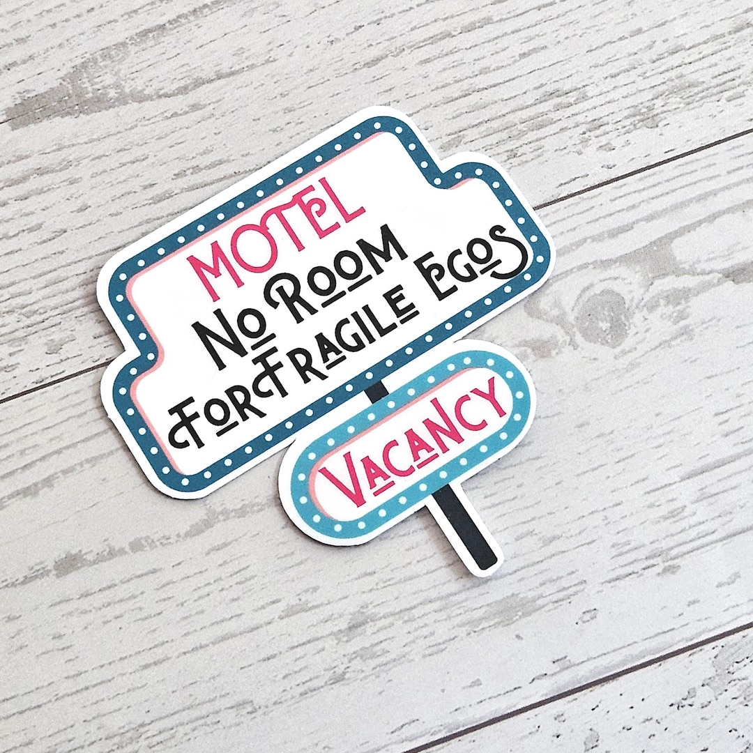 No Room for Fragile Egos Sticker: Retro Motel Sign, Feminist Vinyl ...