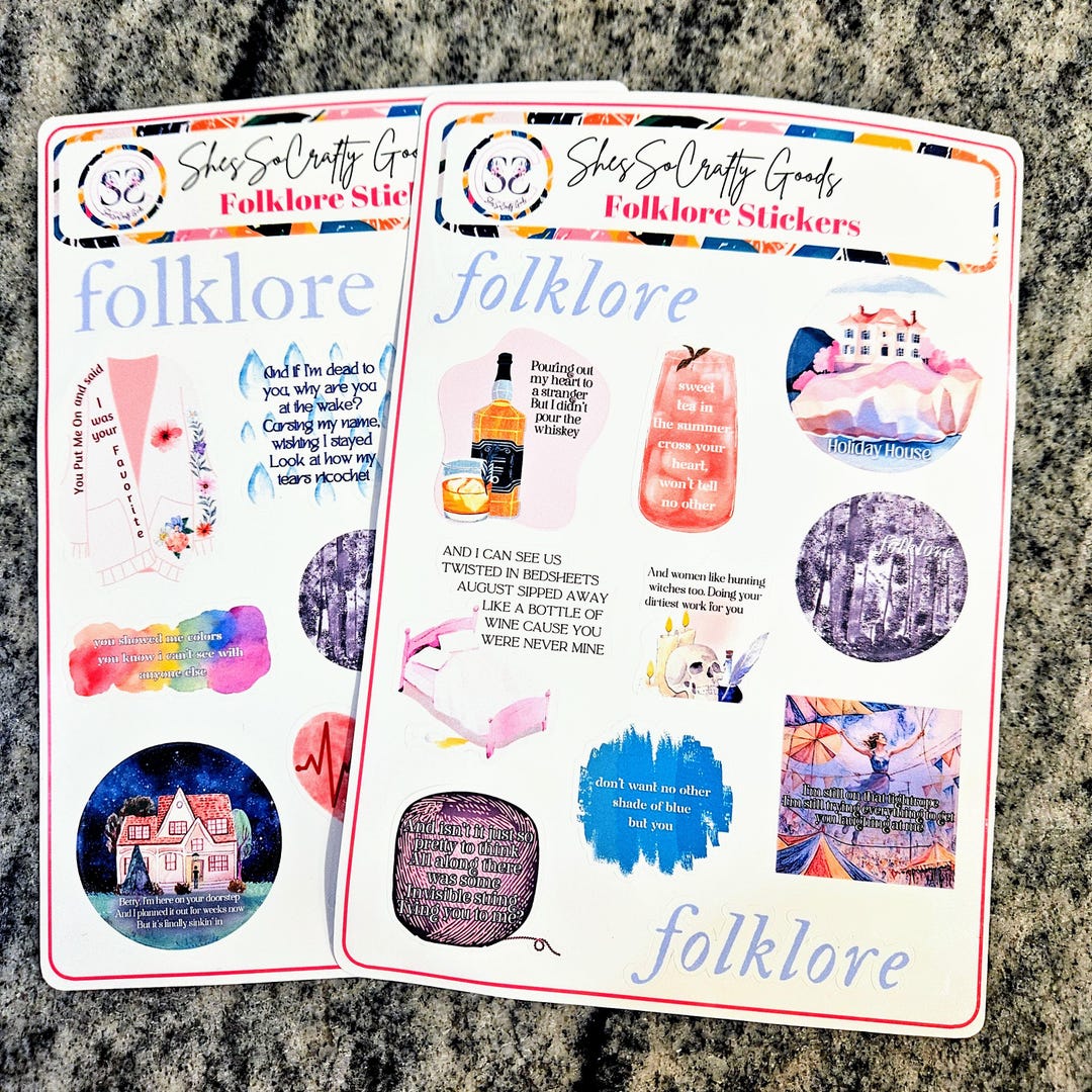 Folklore Swiftie Sticker Sheet Illustrated Lyric Stickers With Bonuses ...