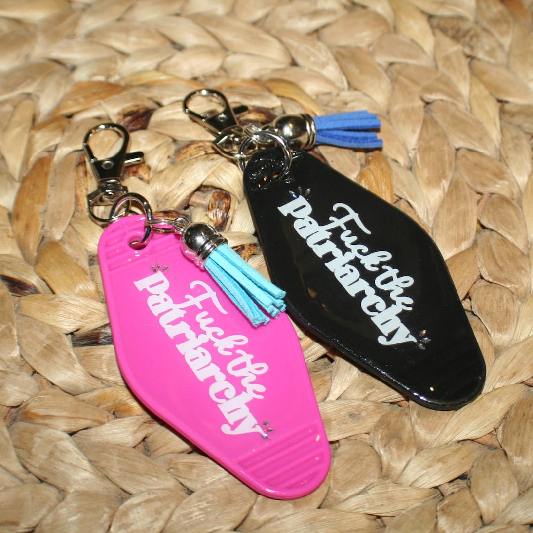 Fuck the Patriarchy Motel Keychain: Hot Pink or Black, Rhinestone ...