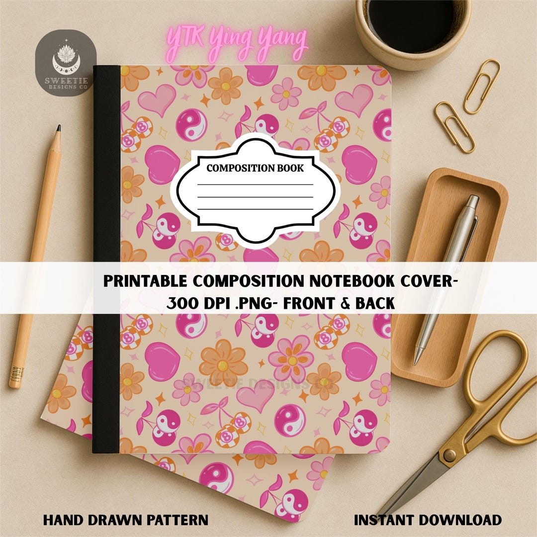 Y2K Composition Notebook Cover: Groovy Retro Pattern (PNG Download 6 ...