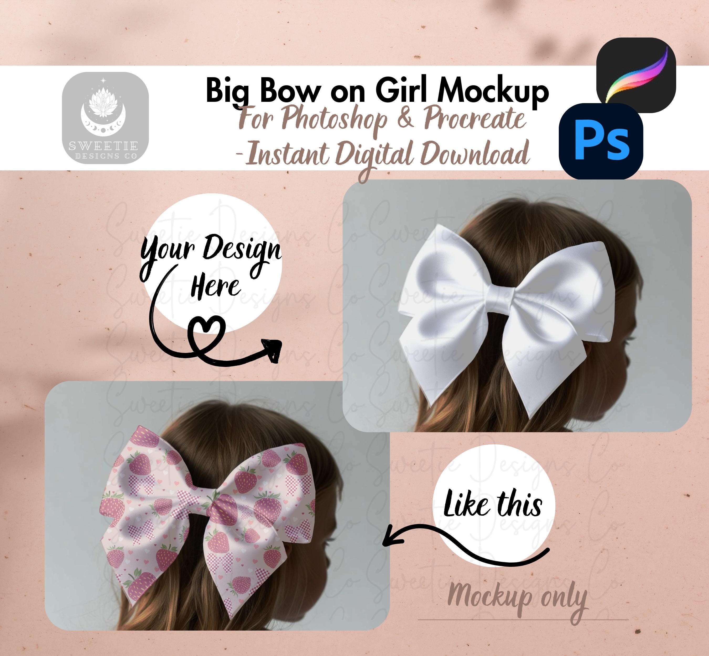 Big Bow Mockup, Photoshop Mockup, Procreate Mockup, Bow on Girl Mockup ...