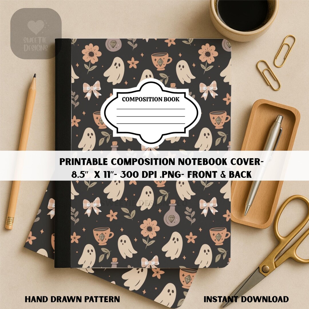 Cottagecore Ghosts Notebook Cover: Printable PNG Design (8.5x11") - Etsy