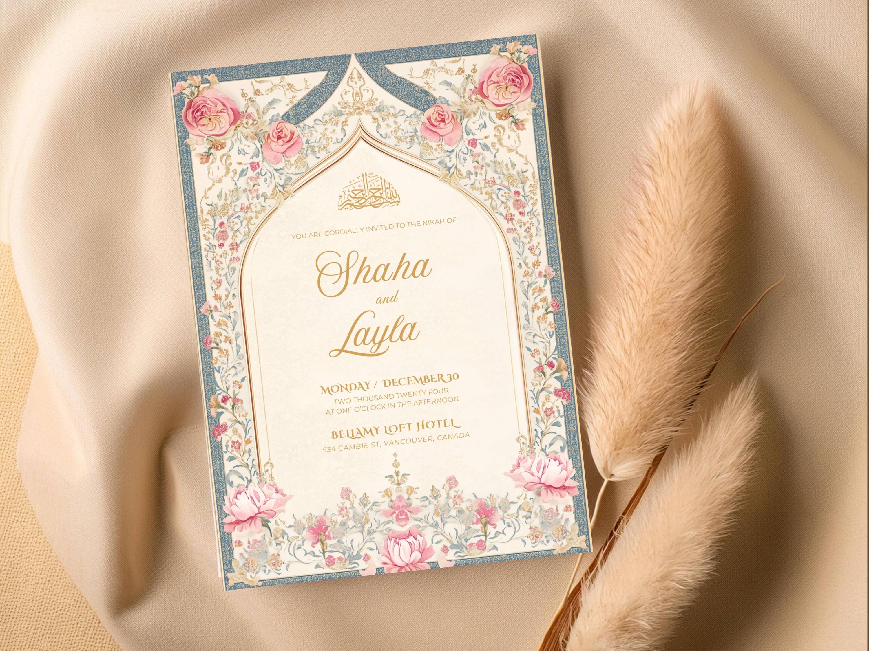 Islamic Wedding Invitation Template Luxury Nikkah Invitation Digital ...