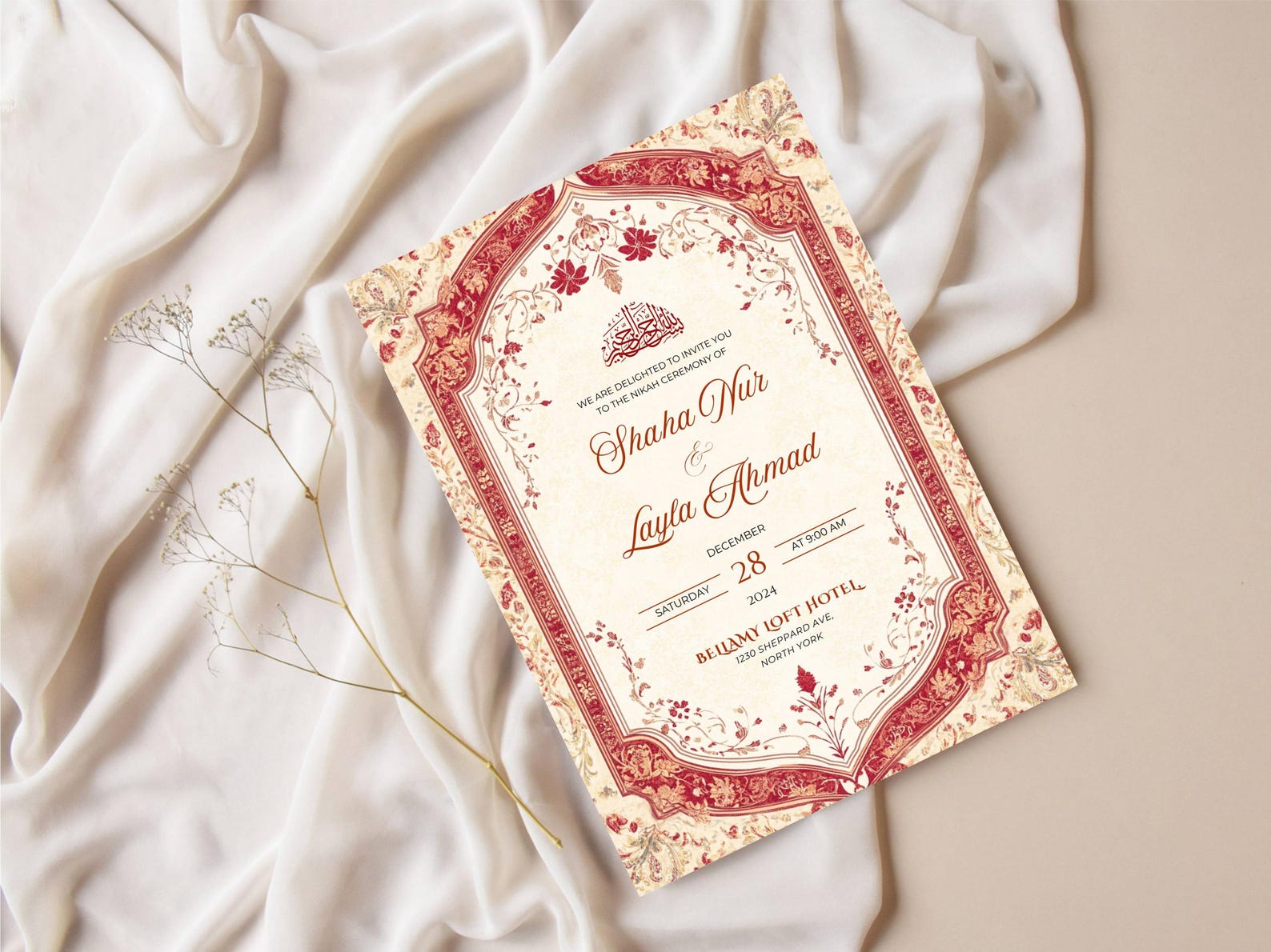 Islamic Wedding Invitation Template Download Nikkah Invitation Digital ...