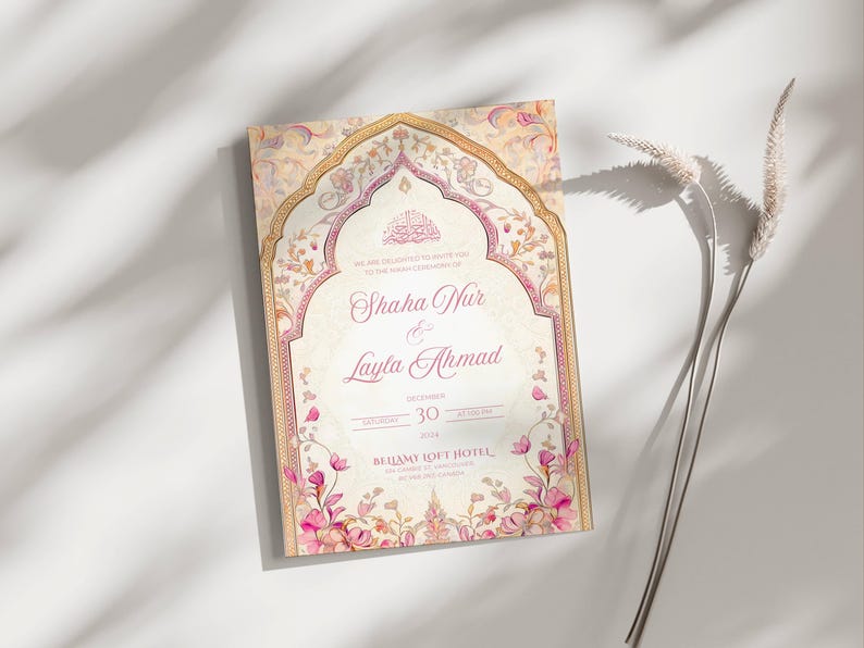 Islamic Wedding Invitation Template Download Nikkah Invitation Digital ...