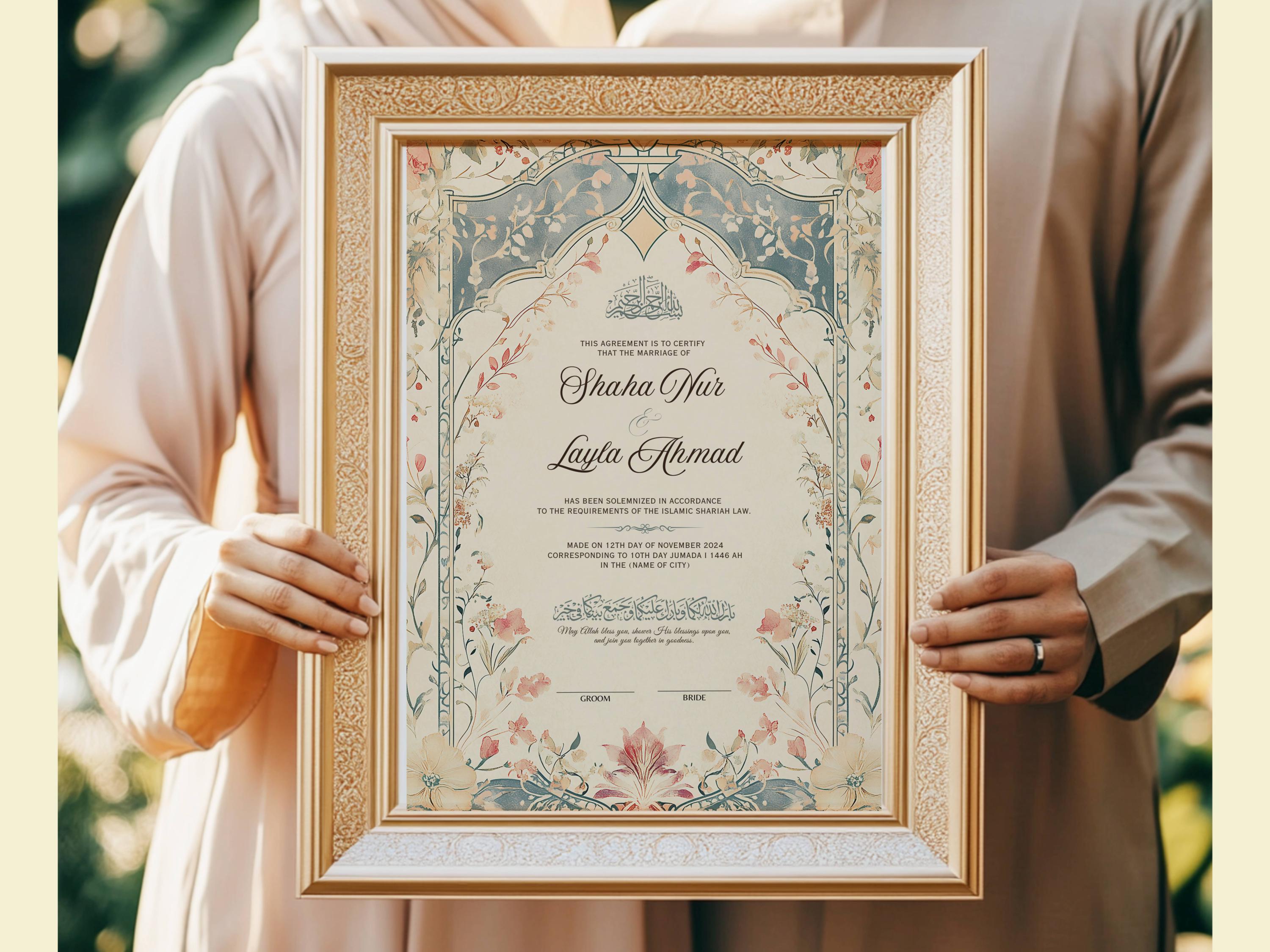 Islamic Nikkah Certificate Template Download Nikkah Contract Digital ...