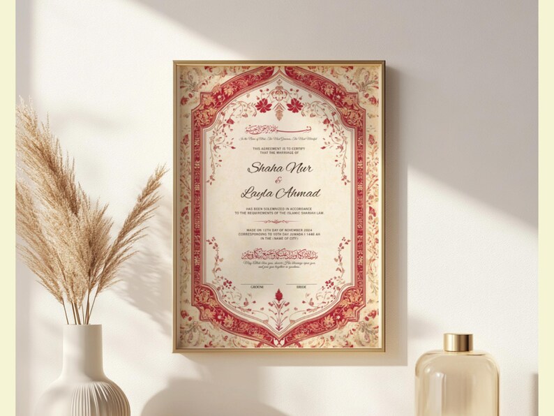Islamic Nikkah Contract Digital Nikah Certificate Template Islamic ...