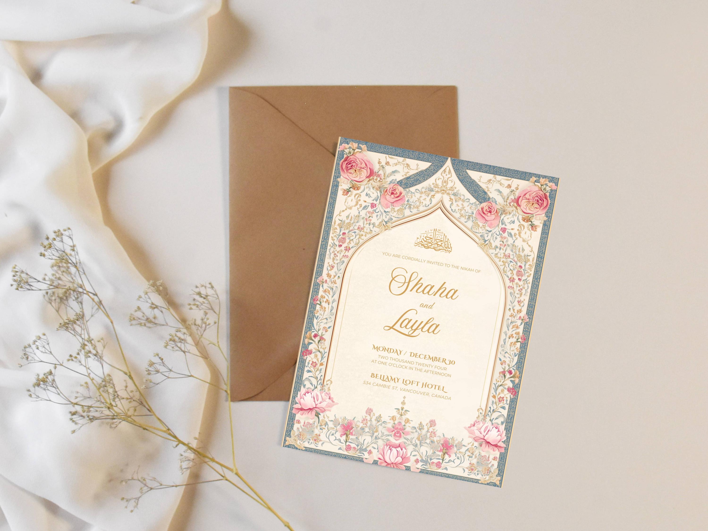 Islamic Wedding Invitation Template Luxury Nikkah Invitation Digital ...