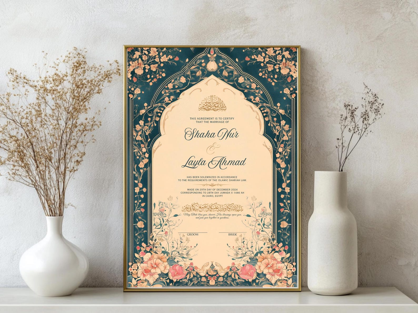 Islamic Nikkah Contract Digital Nikah Certificate Template Islamic ...