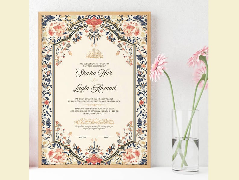 Editable Nikkah Certificate Digital Nikkah Contract Template Muslim ...