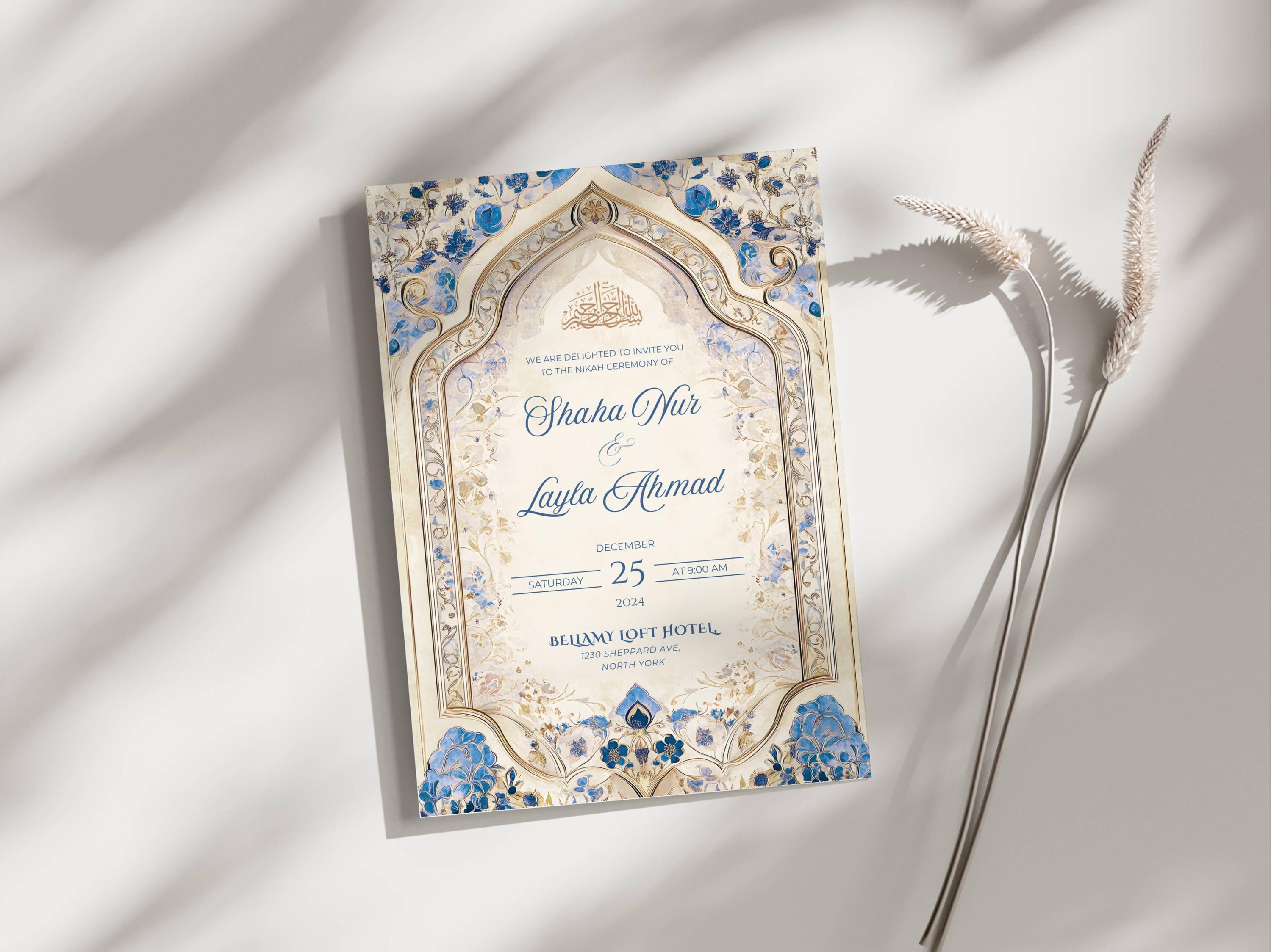 Luxury Wedding Invitation Template Download Nikkah Invitation Digital ...