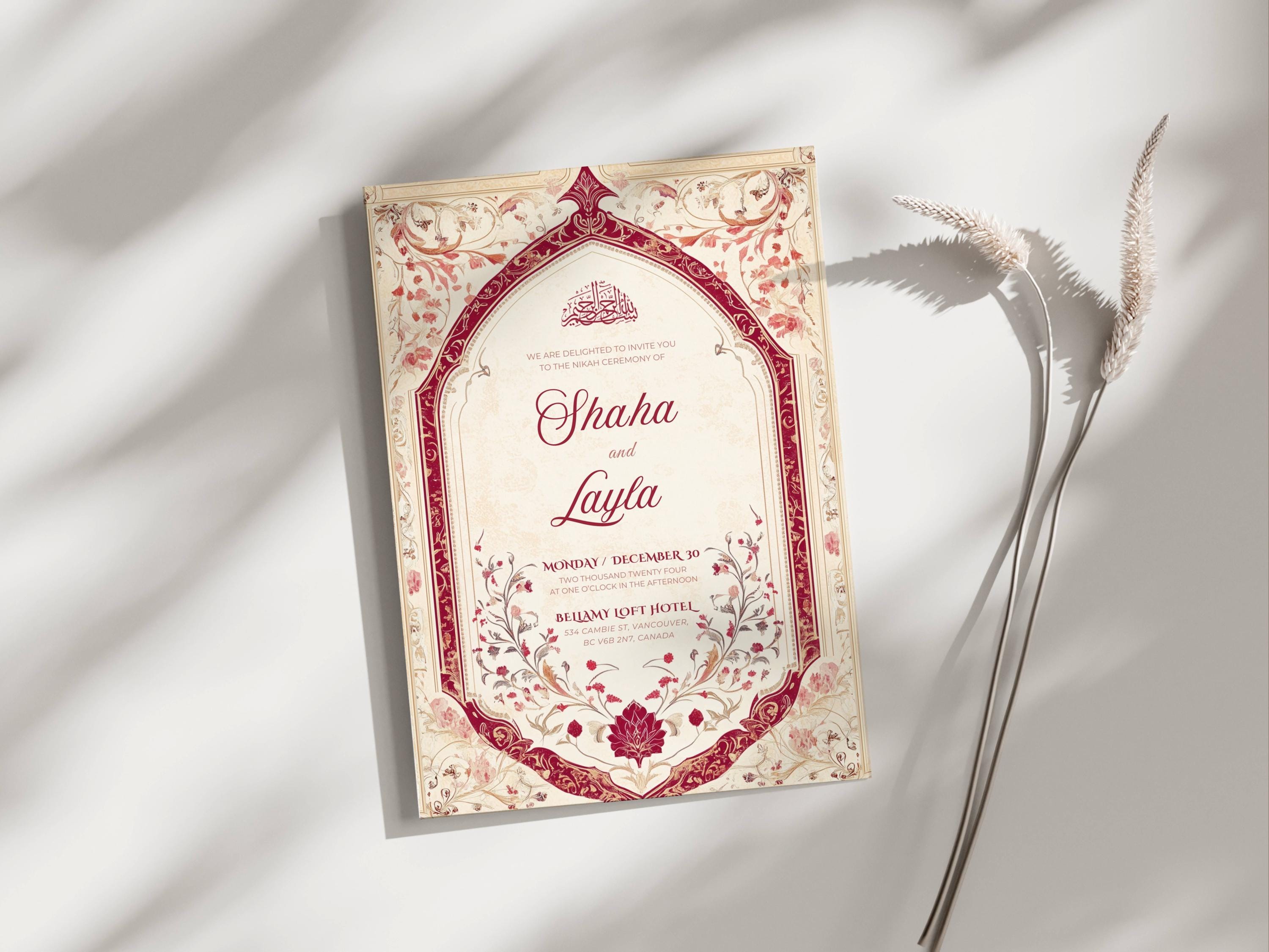 Muslim Wedding Invitation Template Islamic Nikkah Invitation Digital ...
